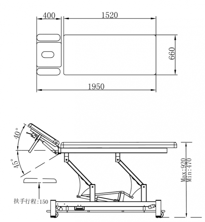 Luxury Doctor Medical Exam Tables With Powder Coated Steel Structure