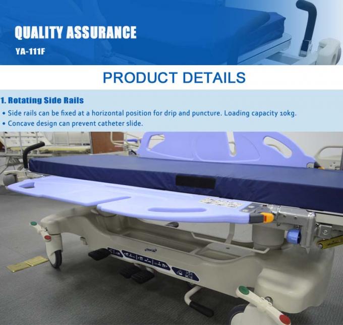 Hydraulic Patient Transport Stretcher Rotating Side Rails For Operation ...