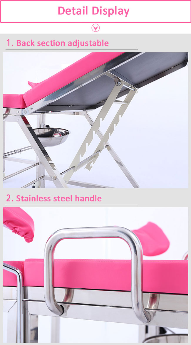 Stainless Steel Gynecological Medical Exam Tables，Pink Portable ...