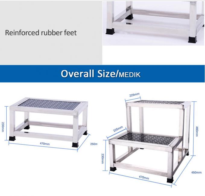 Stainless Steel Medical Foot Step Stool With Anti Skid Rubber Platform