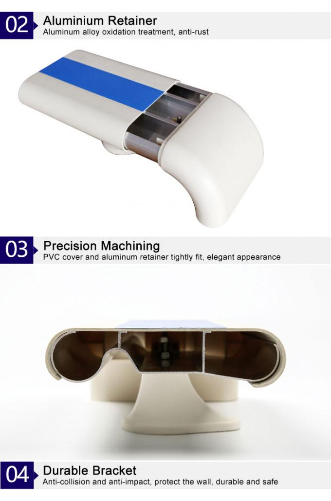 Antibacterial PVC Crash Rail Hospital Corridor Handrail For Wall