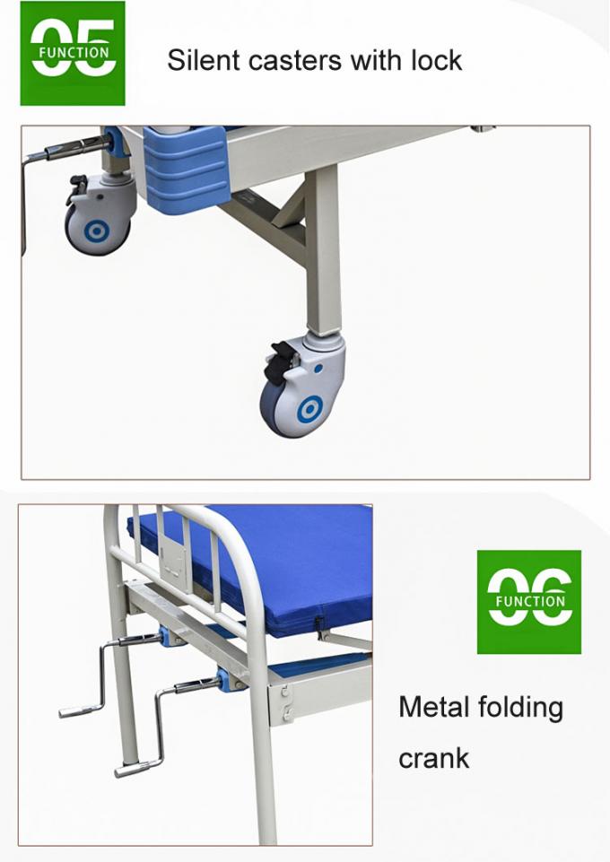 Two Crank Medical Hospital Ward Bed Backrest Adjustable With Dining Table