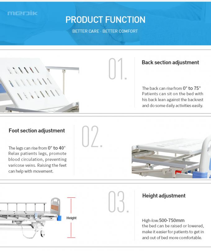 YA-D3-3 Folding Semi Fowler Medical Bed , 3 Function Ward / ICU Bed For ...