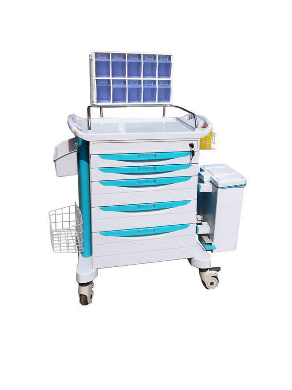 Medical Trolleys With 5 Drawer , Hospital / Home Use Rescue Cart