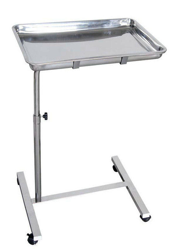 One Tray Instrument Trolley Stainless Steel With Height Adjustable Mayo ...